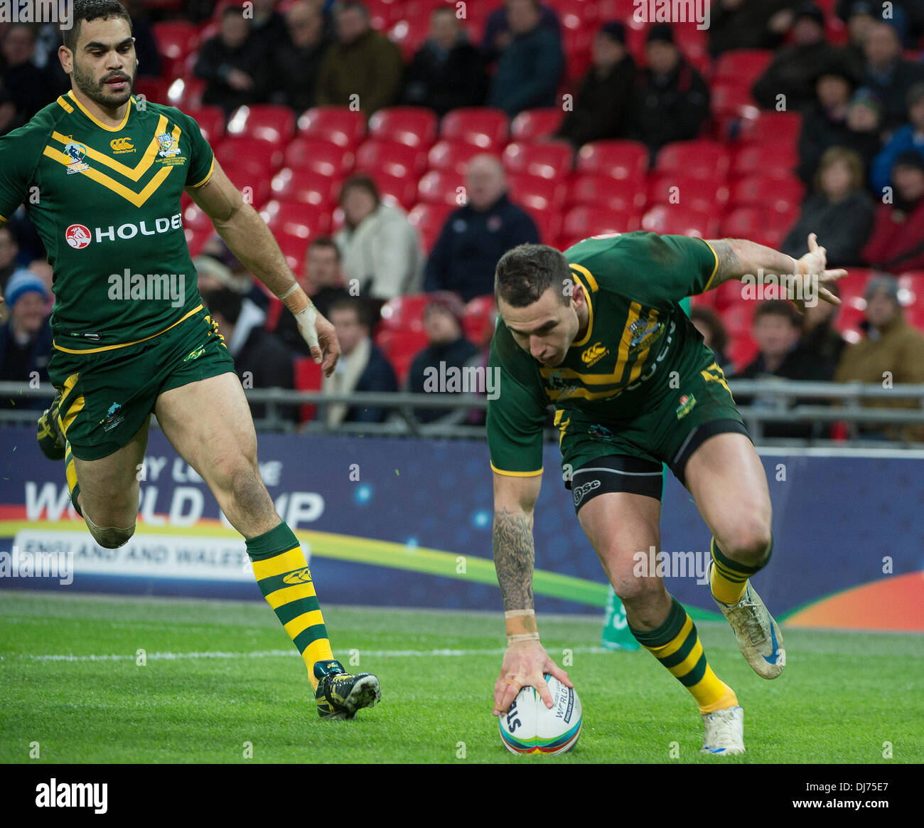 London, UK. 23rd Nov, 2013. Australia's Darius Boyd [5] scores his ...