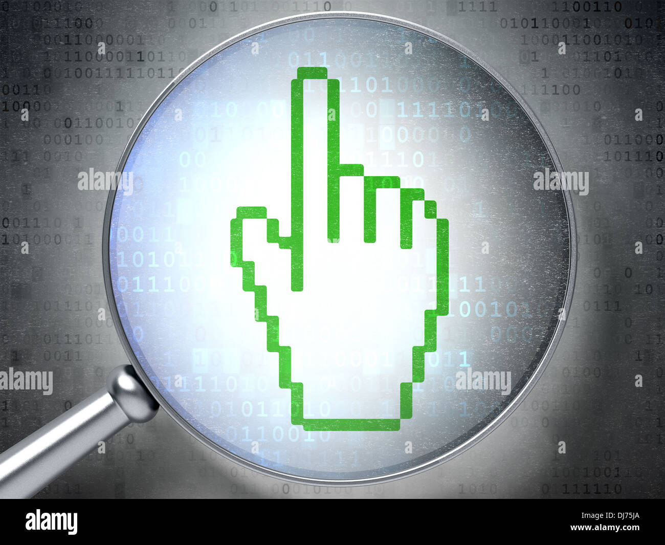 Web design concept: Mouse Cursor with optical glass on digital Stock ...