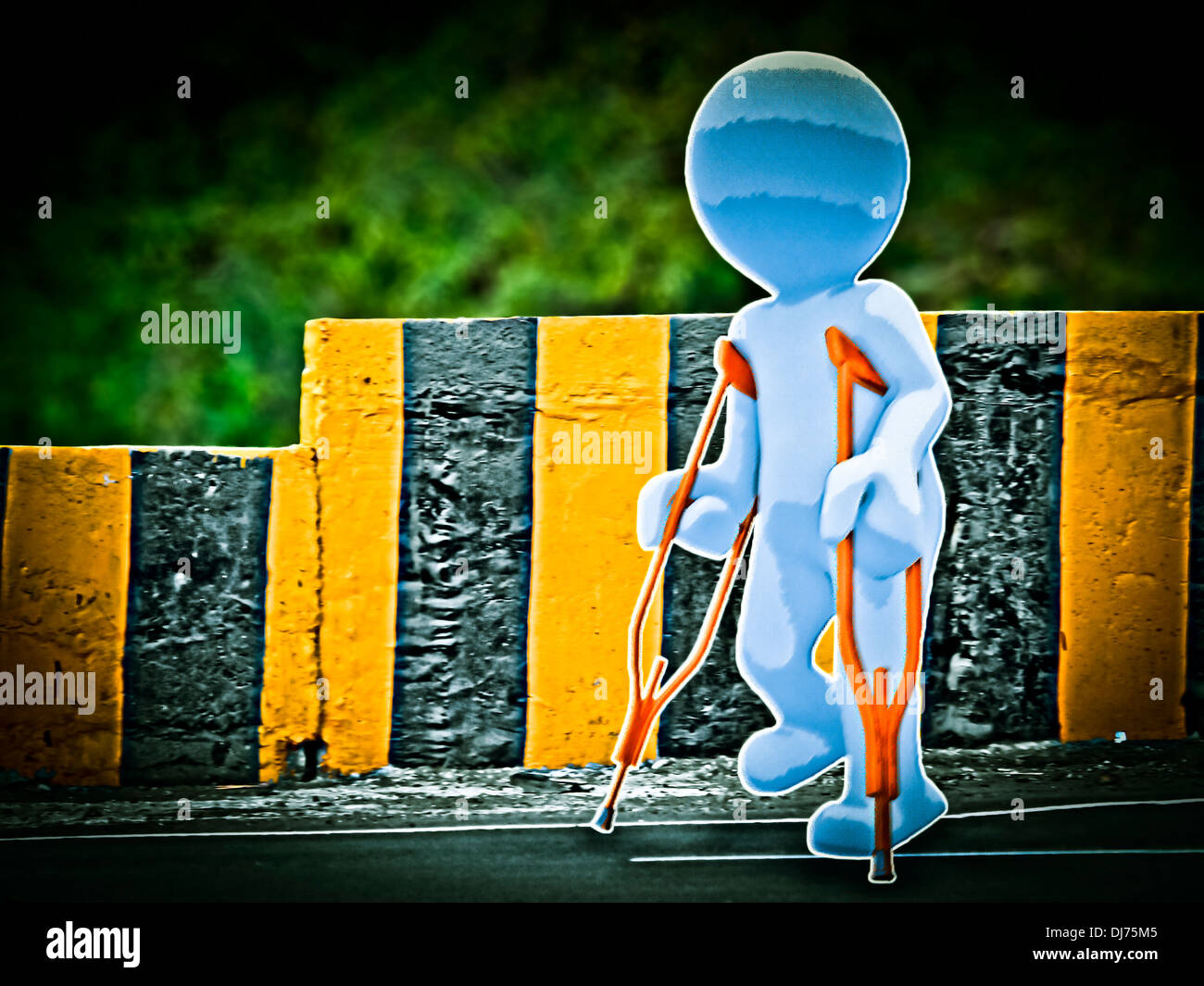 Safety Wall is on sides of a national highway, , Handicap human ...