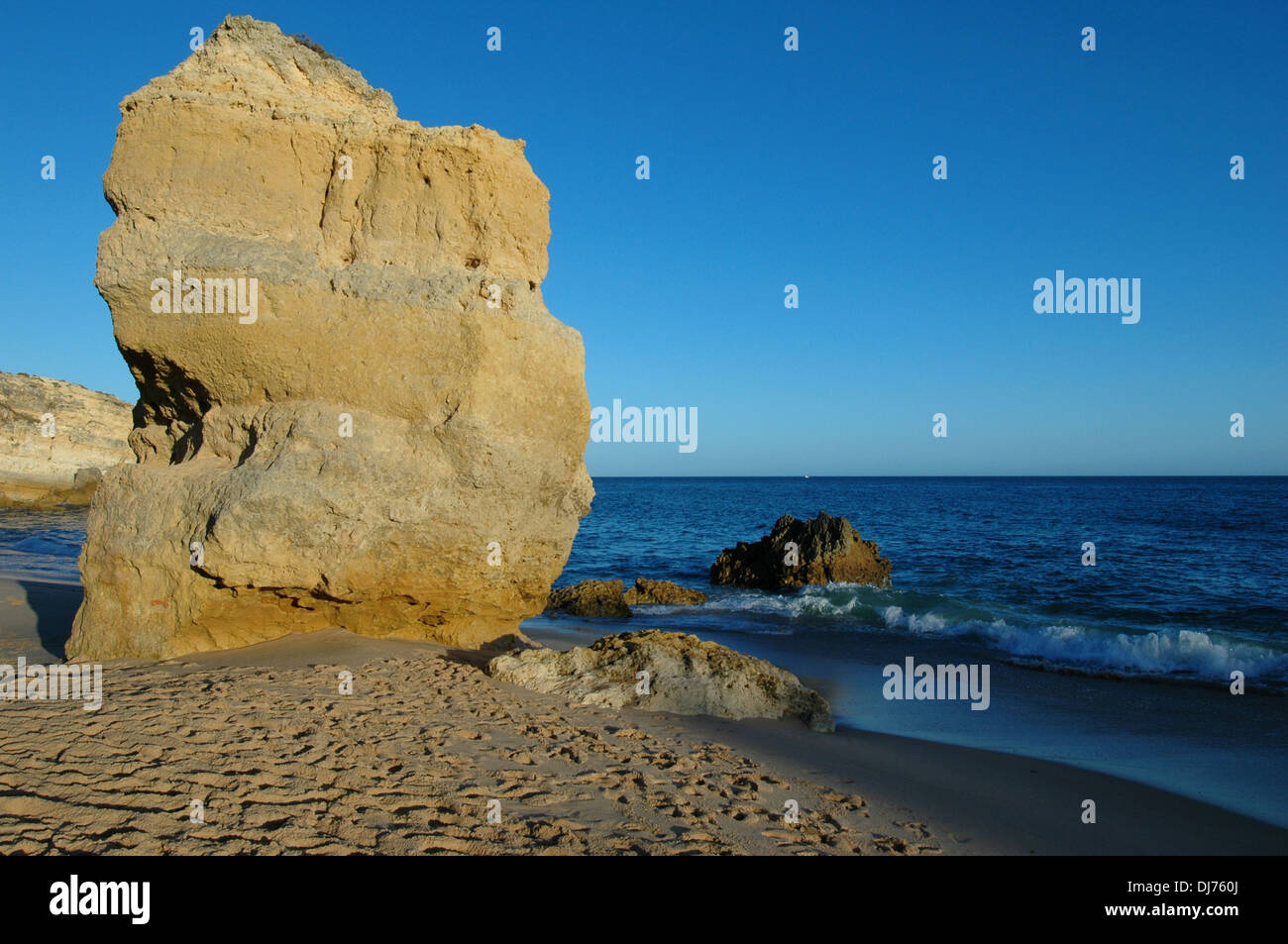 Limestone rock formation in Praia de Sao Rafael beach close to the ...