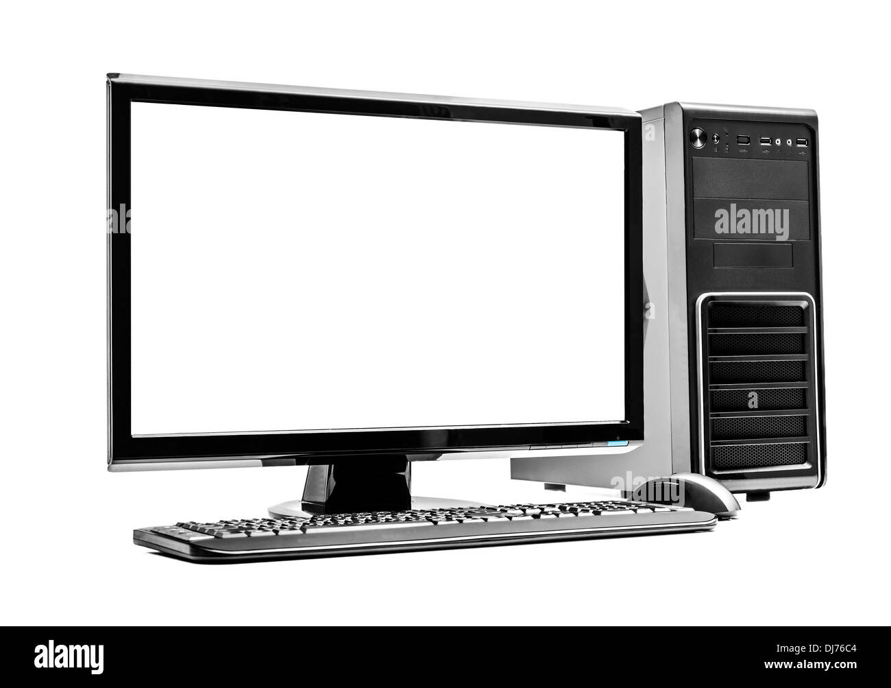 Desktop computer and keyboard and mouse on white Stock Photo - Alamy