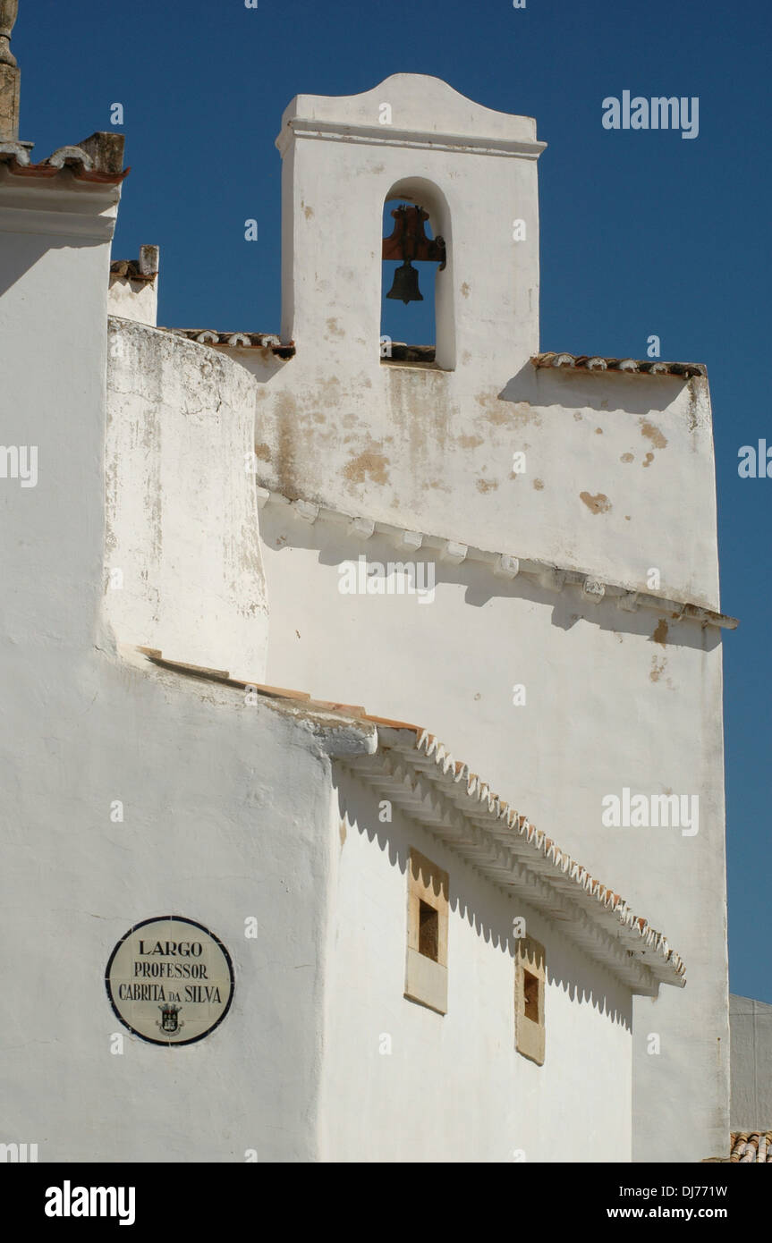 Bell tower of Igreja Matriz de Loule ou Igreja de Sao Clemente church ...