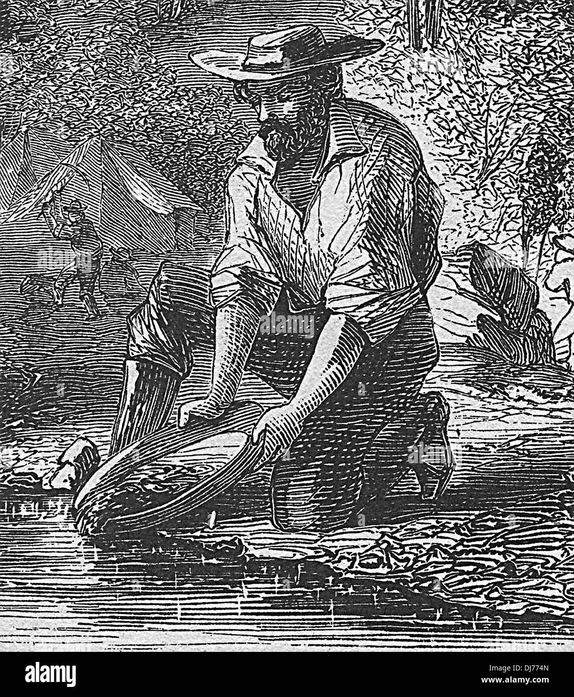 Gold panning prospecting Black and White Stock Photos & Images - Alamy