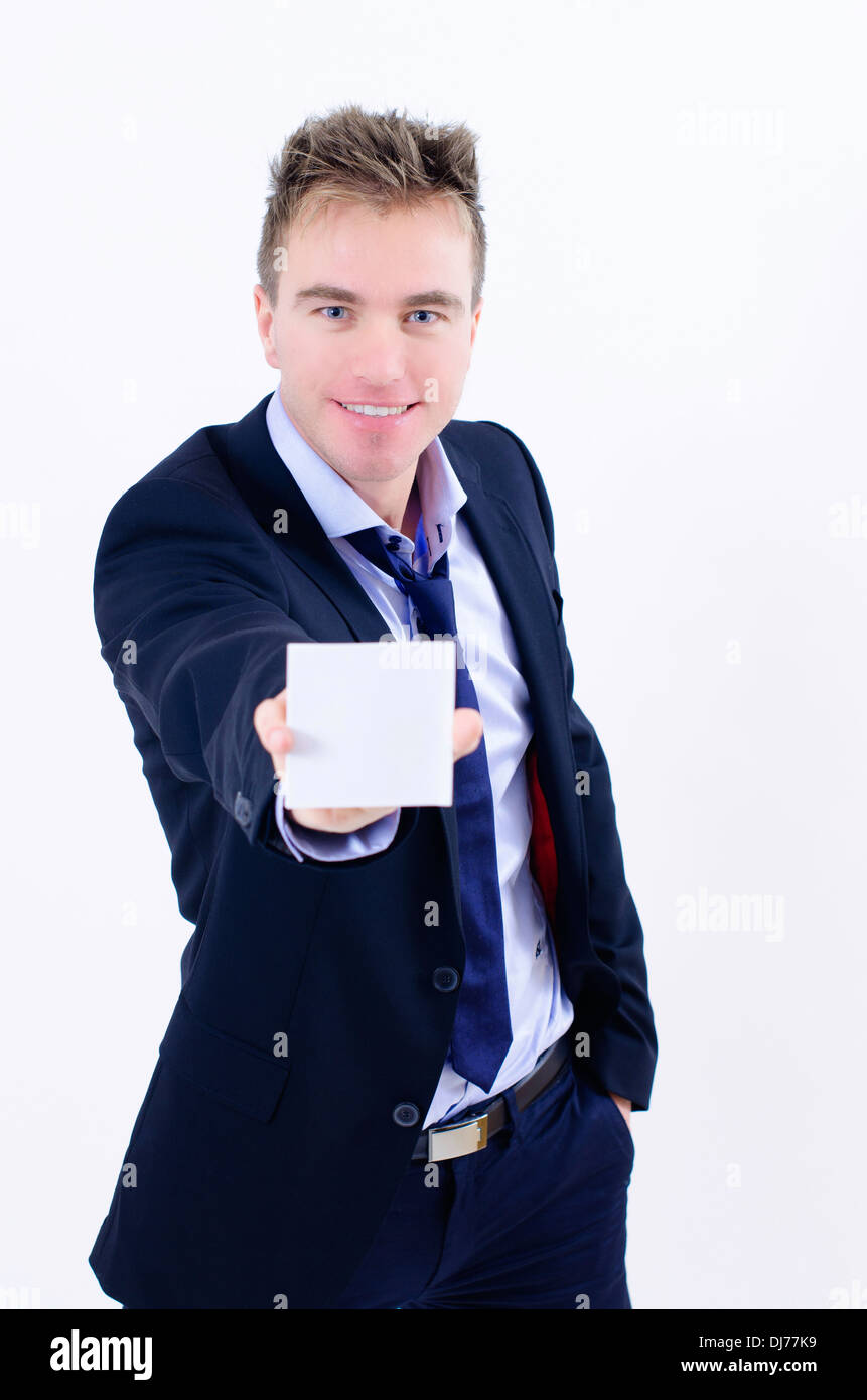 A man with cute expressions holding an empty note Stock Photo - Alamy