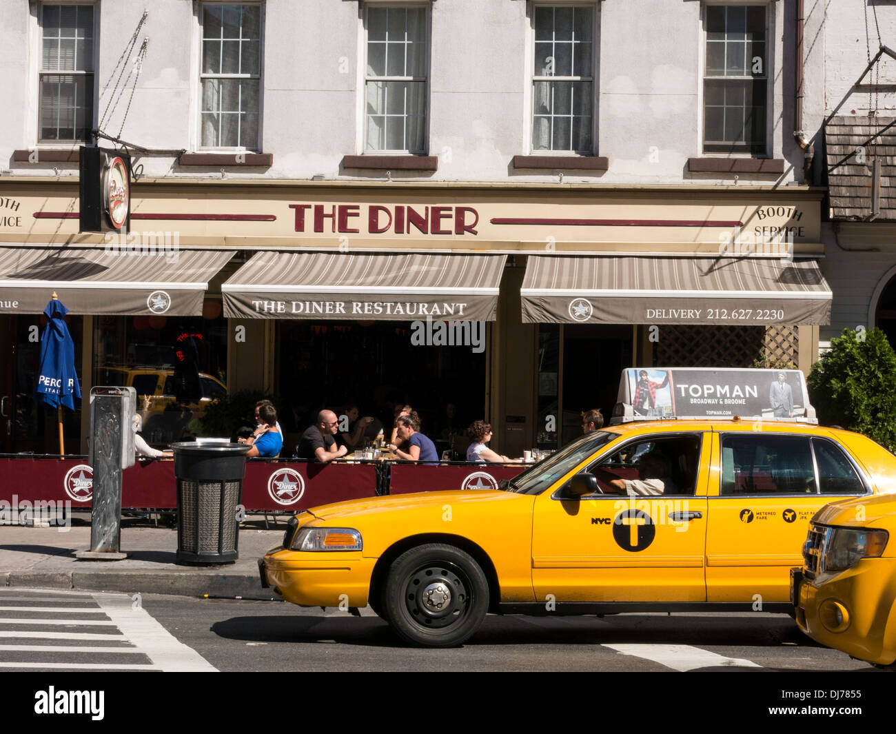 Exterior, The Diner Restaurant with Taxi, Meatpacking District, NYC ...
