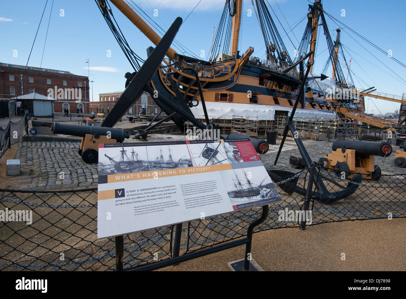 HMS Victory undergoing restoration work in Portsmouth dry dock winter ...