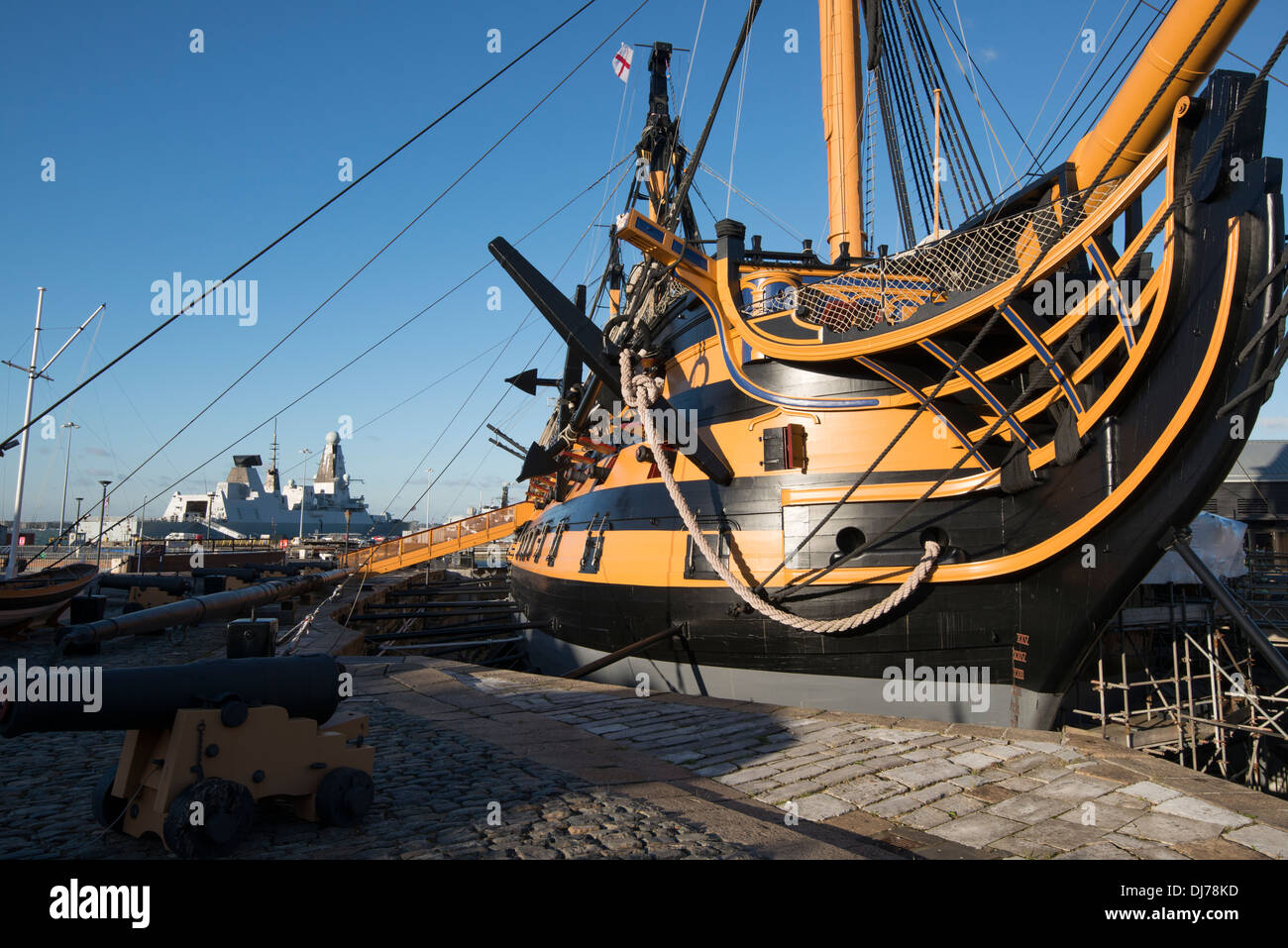 HMS Victory in Portsmouth dry dock winter 2013 Stock Photo - Alamy