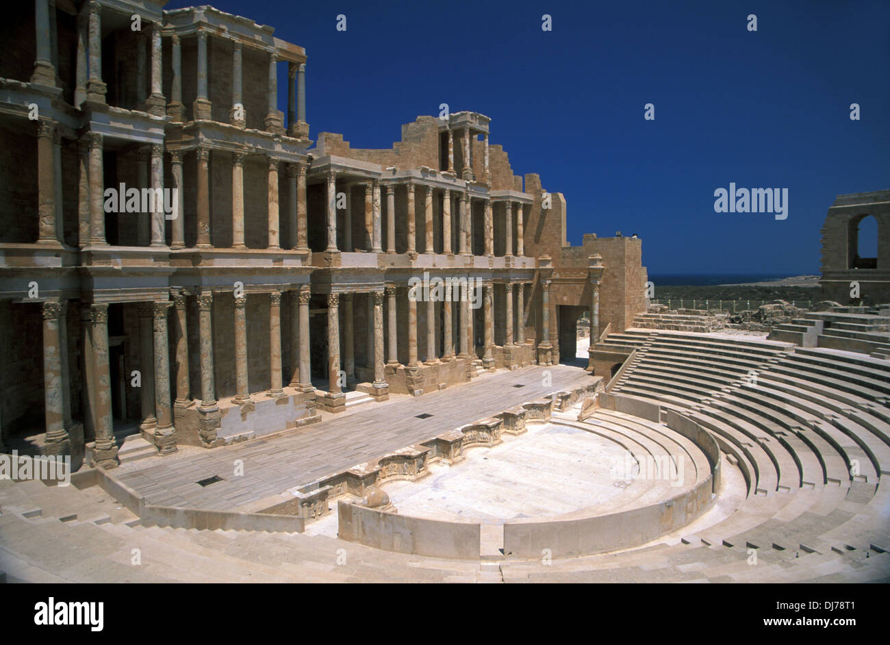 Roman theater of the ancient Sabratha, UNESCO World Heritage Site Stock Photo - Alamy