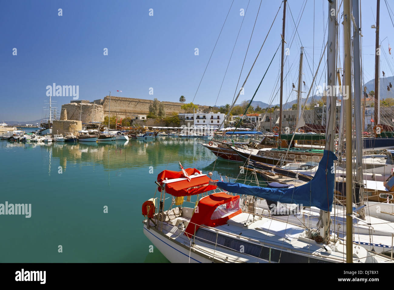 Old harbour and medieval castle in Kyrenia, Cyprus Stock Photo - Alamy