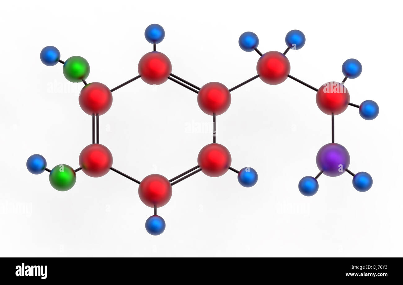Molecule of dopamine, 3D render, isolated on white Stock Photo - Alamy