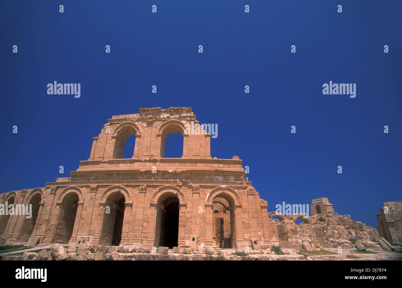 Roman theater of the ancient Sabratha, UNESCO World Heritage Site Stock Photo - Alamy