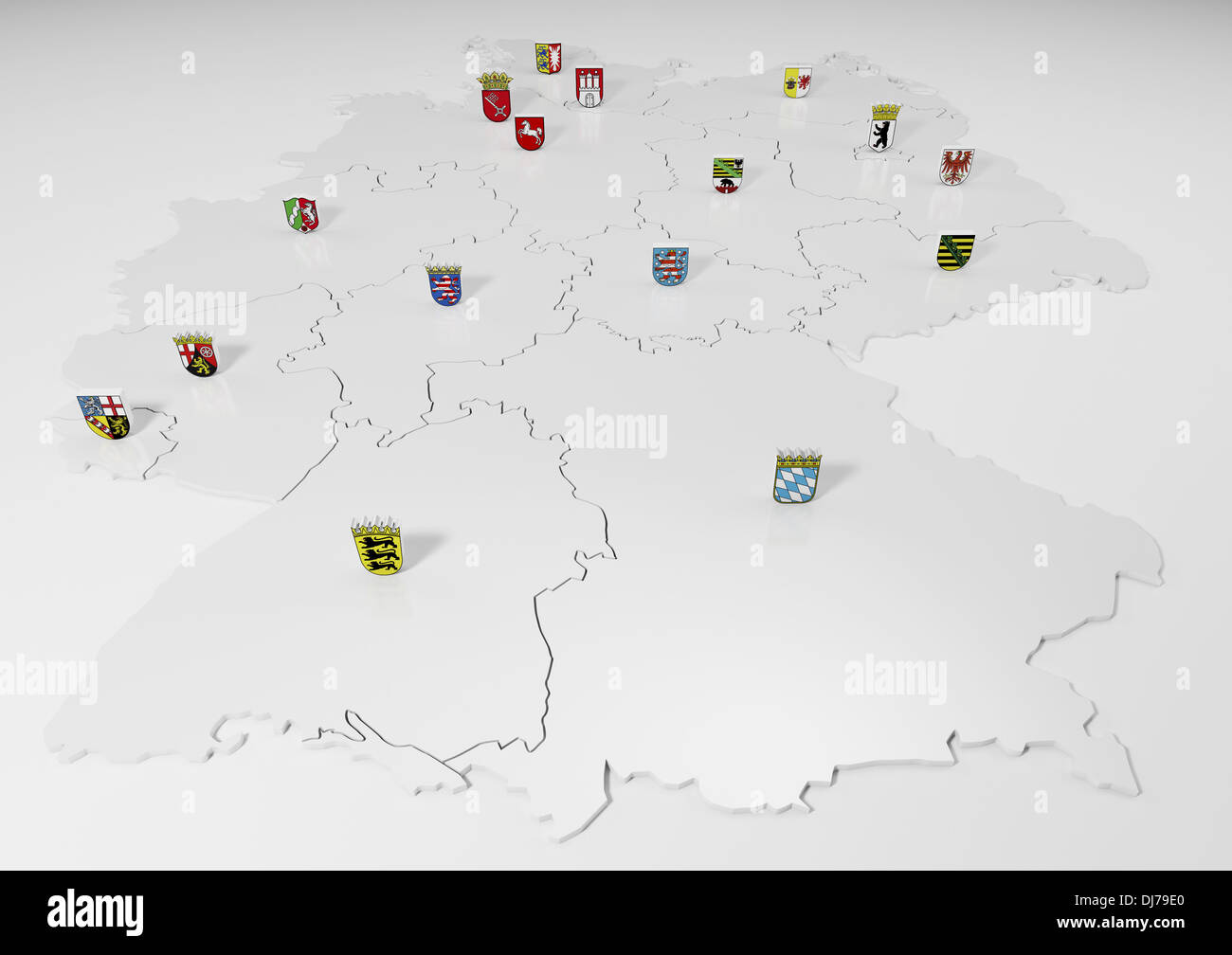 Germany and its federal states - detailed Stock Photo - Alamy