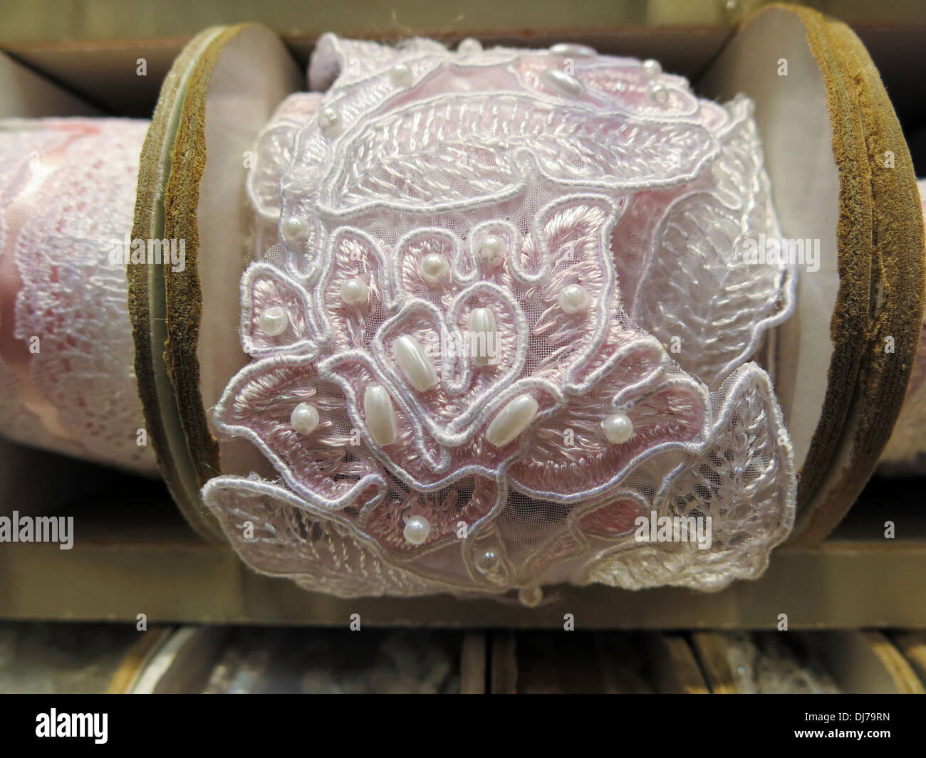 Luxury Roll of Beaded Lace Close-up Stock Photo - Alamy