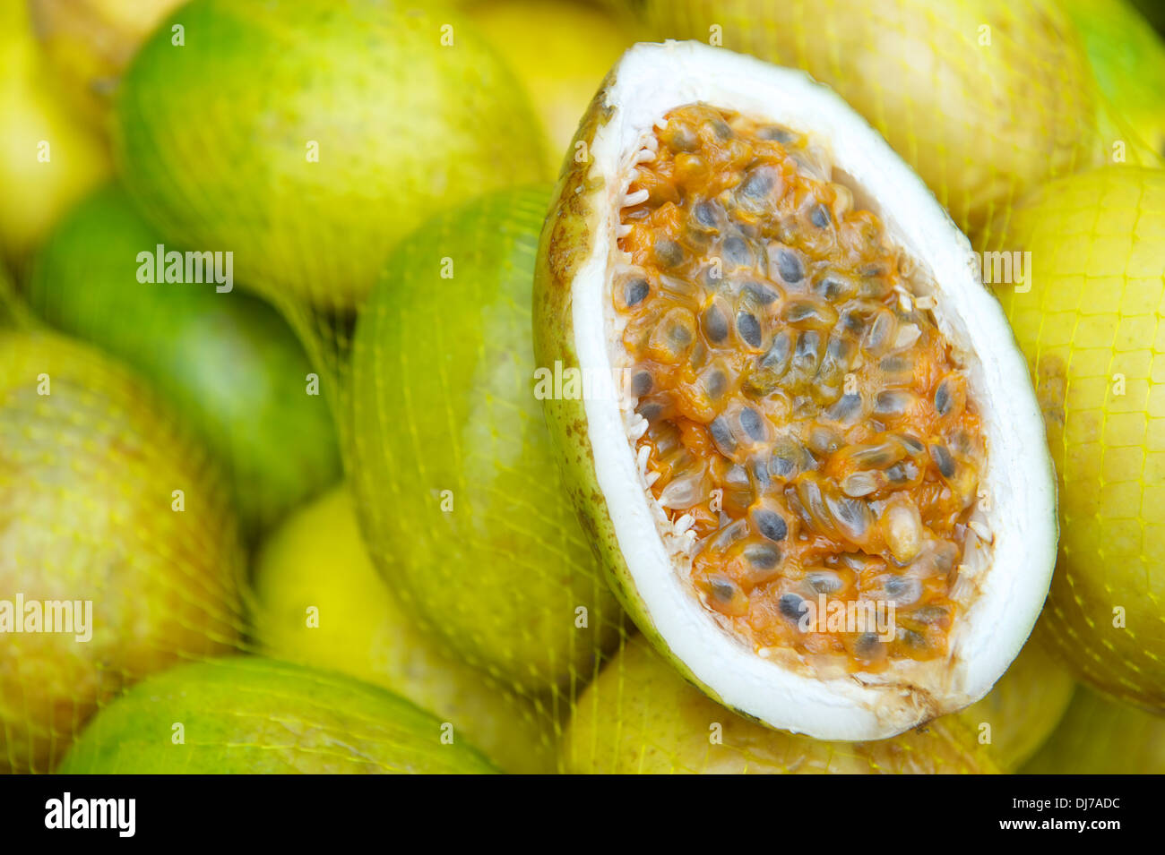 Fresh passionfruit maracuja at Brazilian farmers market in Rio de ...