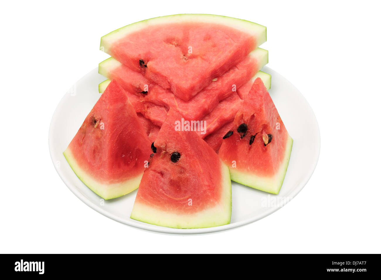Slices of Watermelon on Plate Stock Photo - Alamy