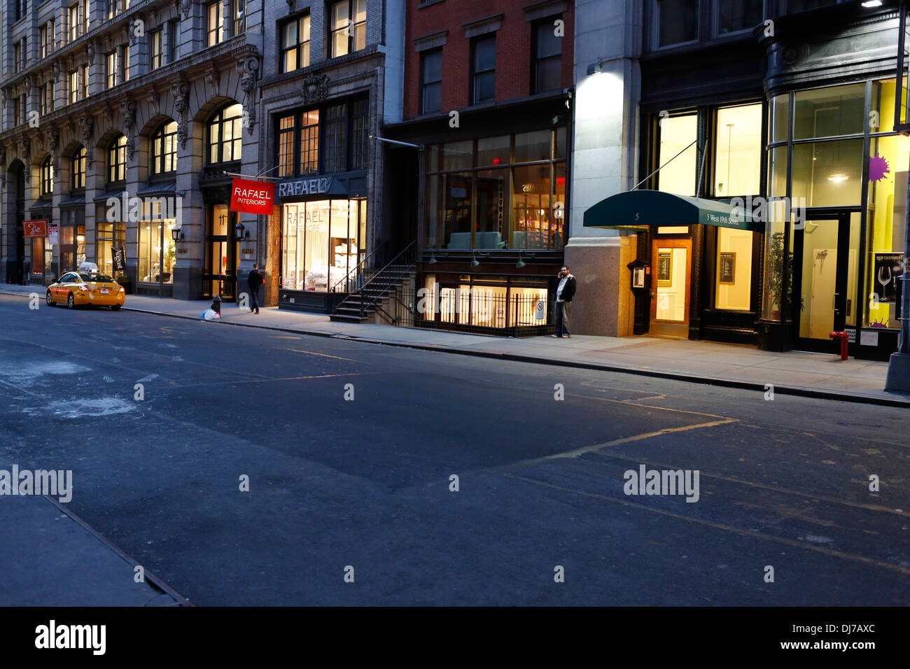 Looking West down 19th Street, Manhattan, New York City, at Twilight ...
