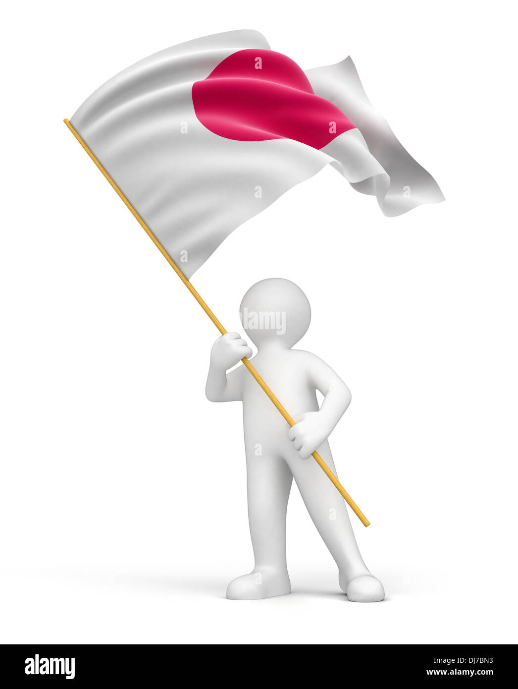 Man and Japanese flag (clipping path included Stock Photo - Alamy