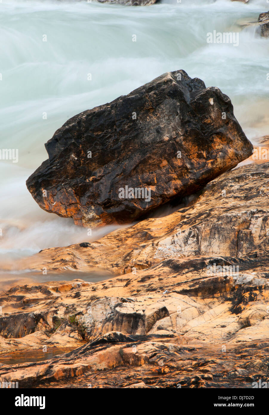 Boulder on Tokumm Creek along Marble Canyon Trail, Kootenay National ...