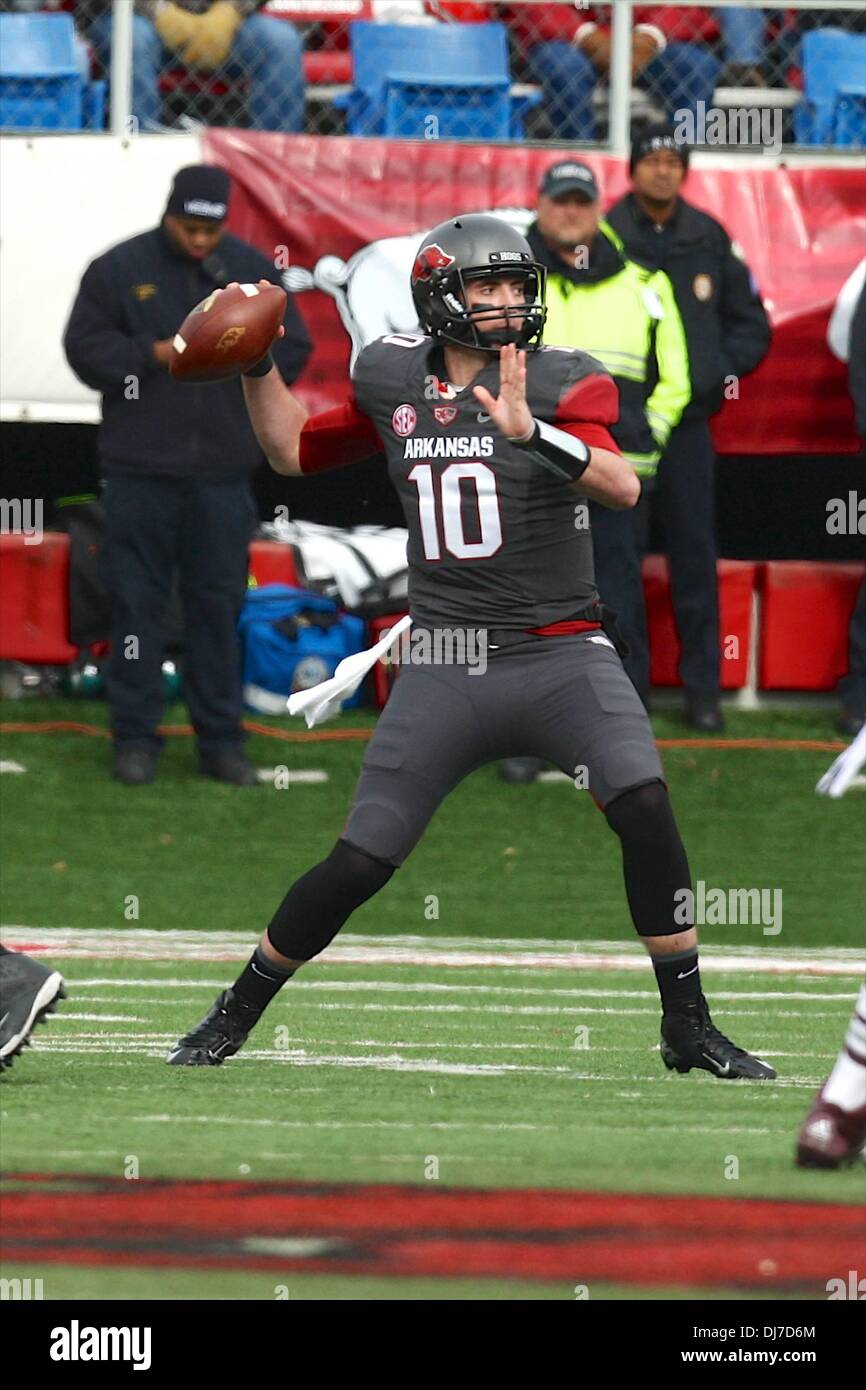 Little Rock, Arkansas, USA. 23 Nov 2013. Razorback QB Brandon Allen #10 ...