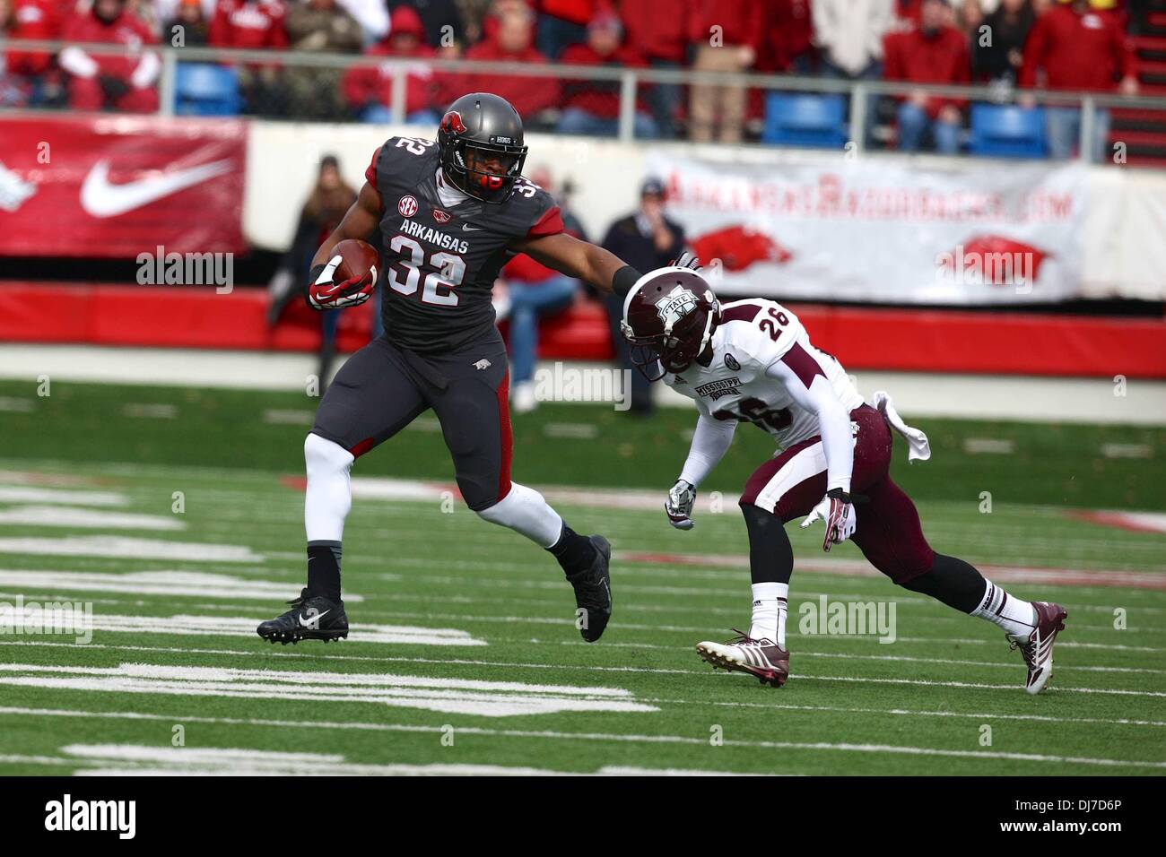 Little Rock, Arkansas, USA. 23 Nov 2013. Razorback running back ...