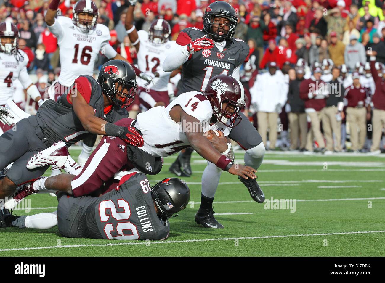 Little Rock, Arkansas, USA. 23 Nov 2013. Mississippi State QB Damian ...