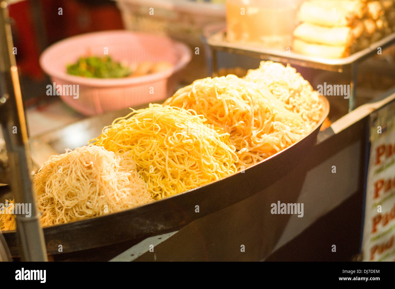 pad thai noodles stall on khao san road of Bangkok, thailand Stock ...
