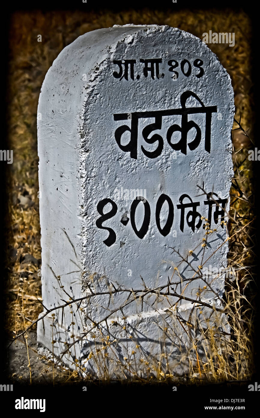 Milestone, Destination, India Stock Photo - Alamy
