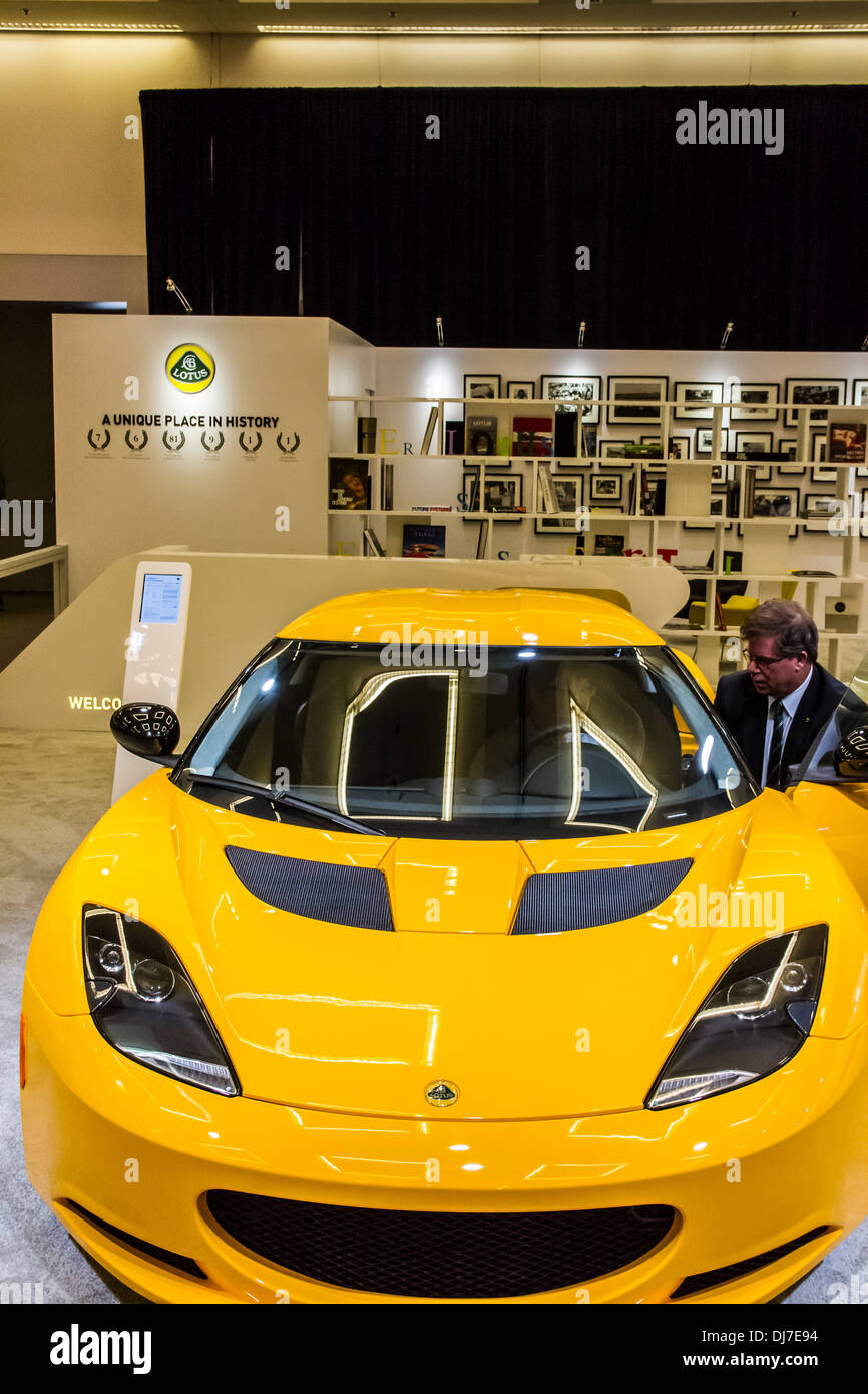 The Lotus display at the 2013 Los Angeles International Auto Show Stock ...