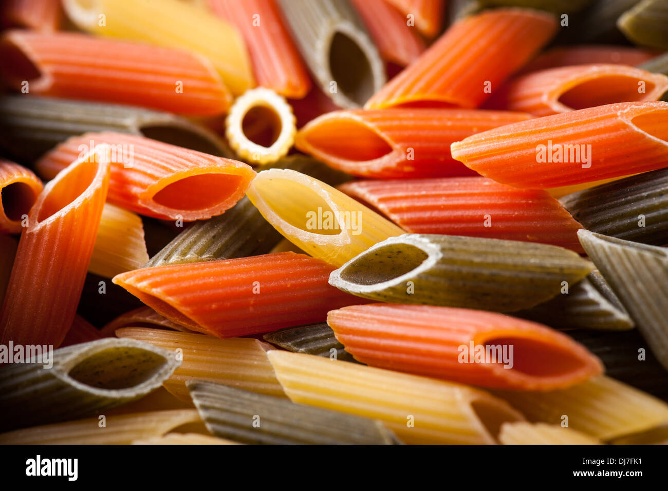 Closeup of penne tricolore pasta Stock Photo - Alamy