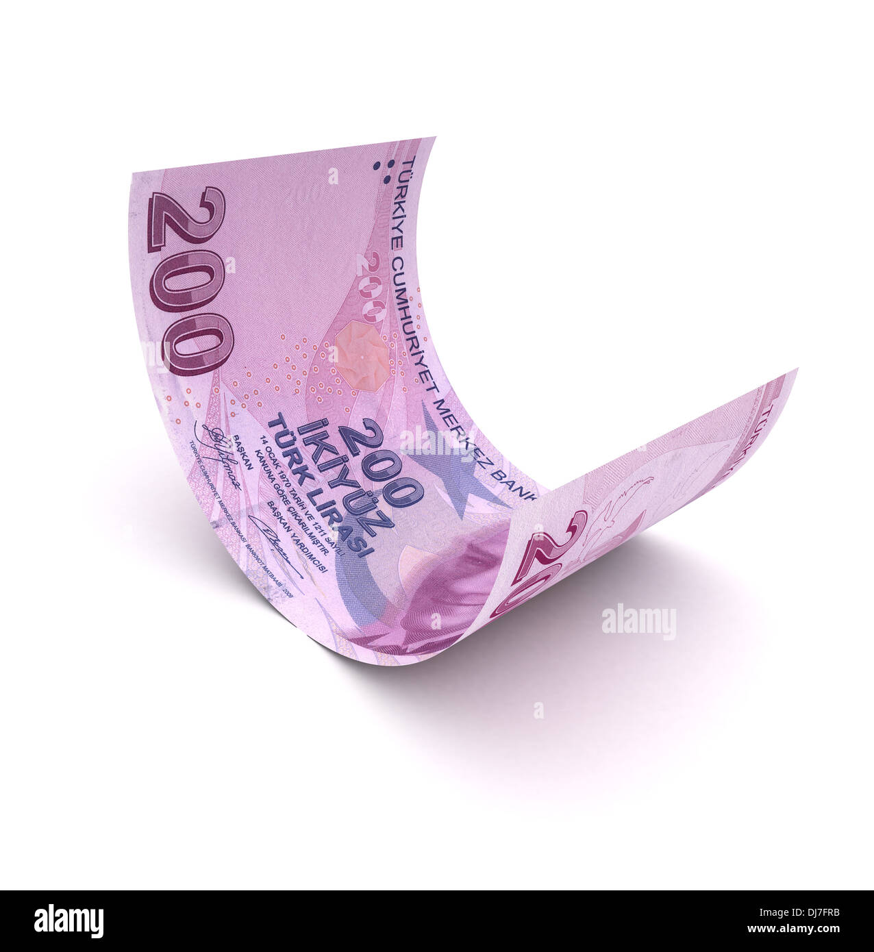 Single Turkish Lira on wihite background (computer generated image ...