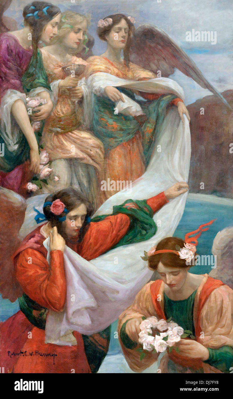 Rupert Bunny, Angels Descending. Circa 1897 Oil on canvas. Art Gallery ...