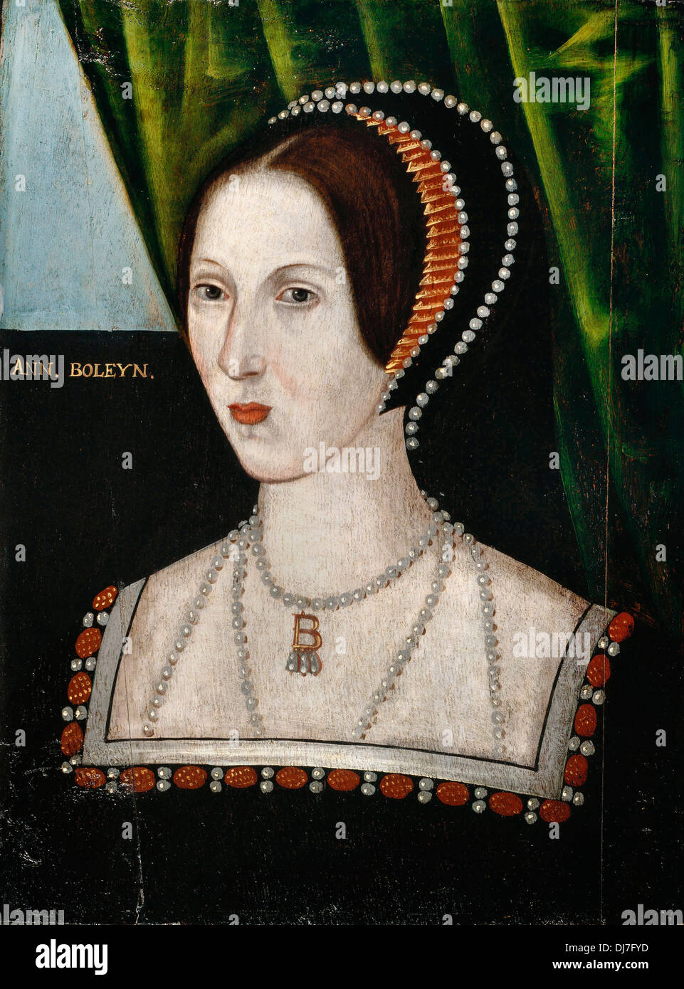 British School. Queen Anne Boleyn. Circa 1626. Oil on panel. Dulwich ...