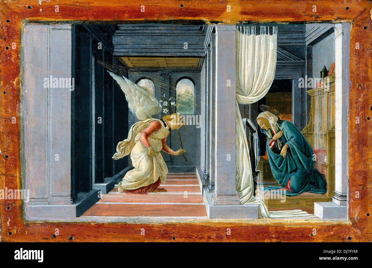 Sandro Botticelli, The Annunciation. Circa 1485. Tempera and gold on ...