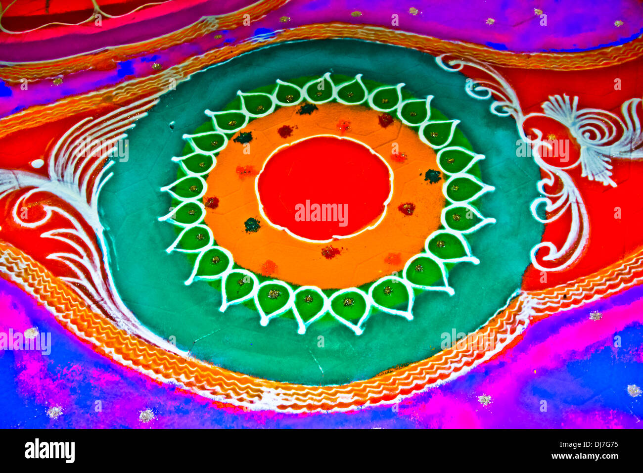 Colorful Rangoli during Diwali festival, Maharashtra, India Stock Photo ...