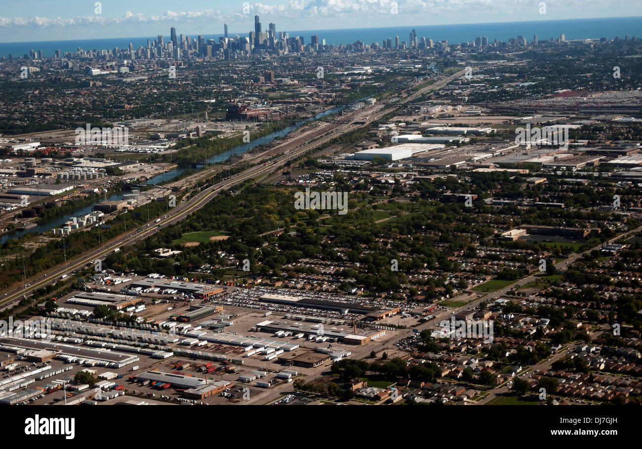 Chicago city skyline from Midway Airport, Chicago, Illinois, USA Stock ...