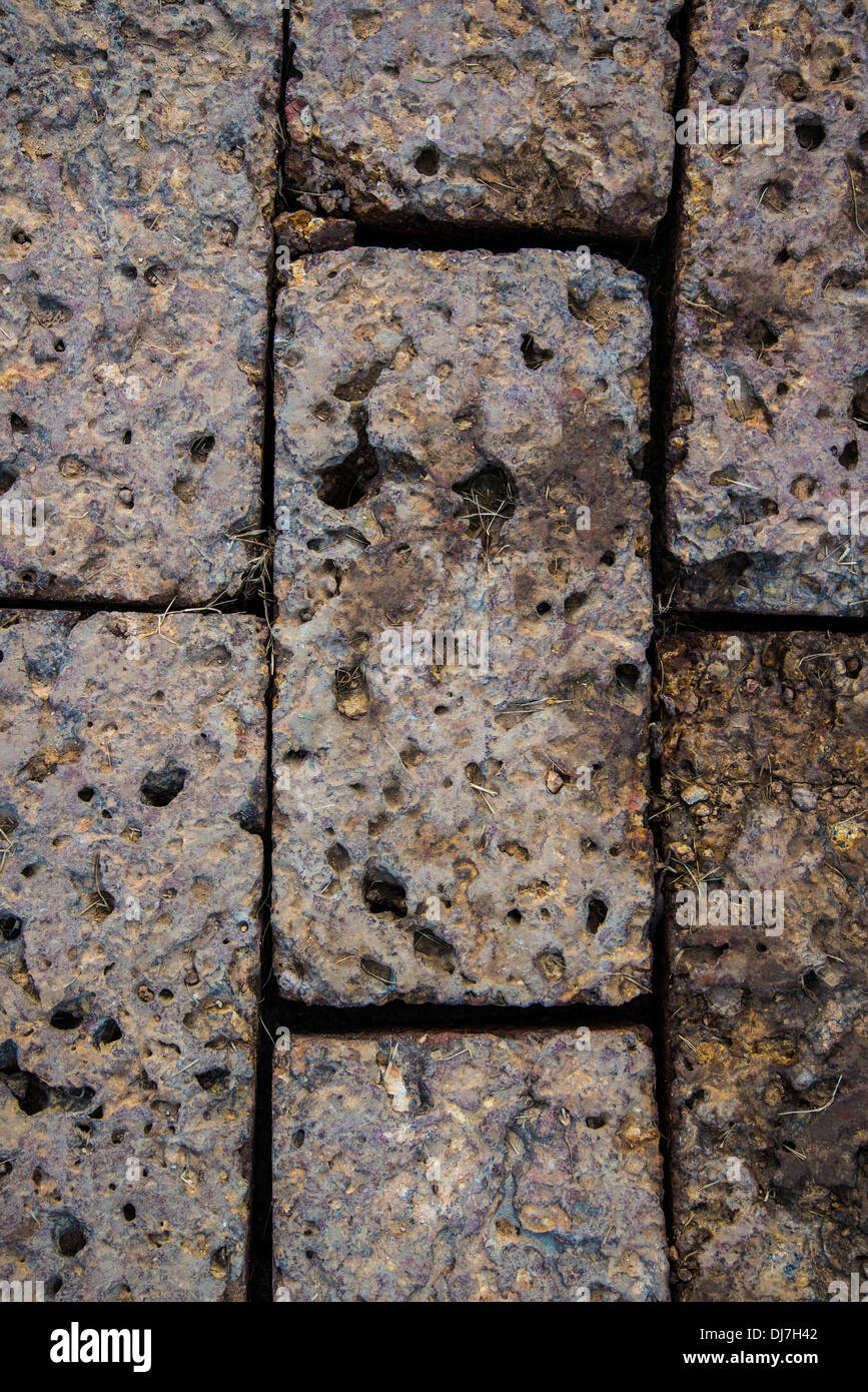 Cobblestone textured walkway closeup image background Stock Photo - Alamy