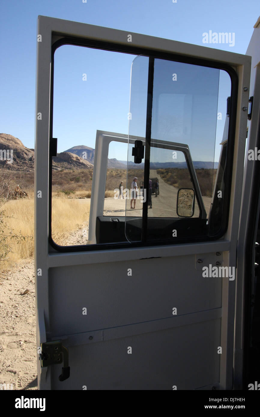 Land rover in Etosha National Park, Namibia. These are used to ...