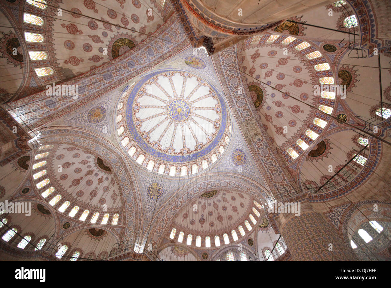 Details of the interior and domes of the Blue Mosque in Istanbul ...