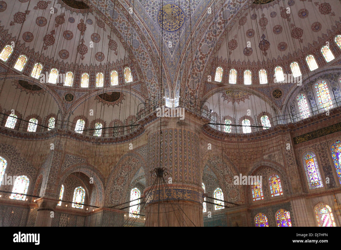 Details of the interior and domes of the Blue Mosque in Istanbul ...