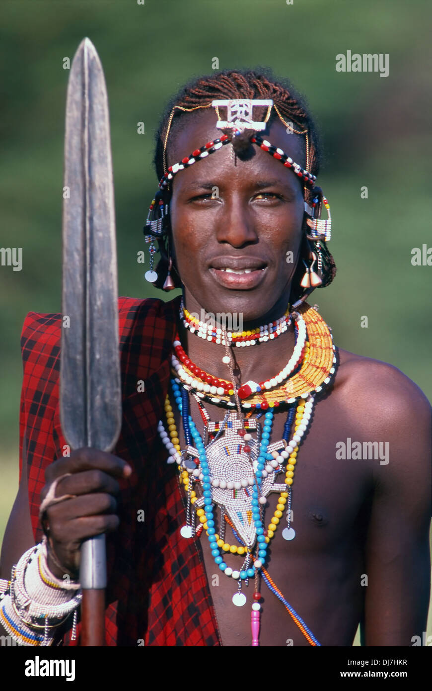 Portrait Of A Maasai Warrior Moran With Traditional Beadwork And
