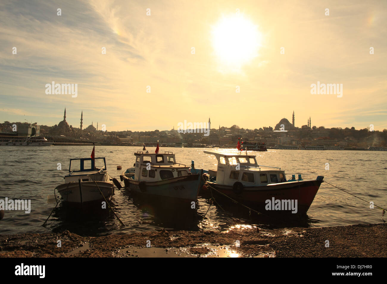 View of section of Golden Horn in Istanbul At Sunset Stock Photo - Alamy