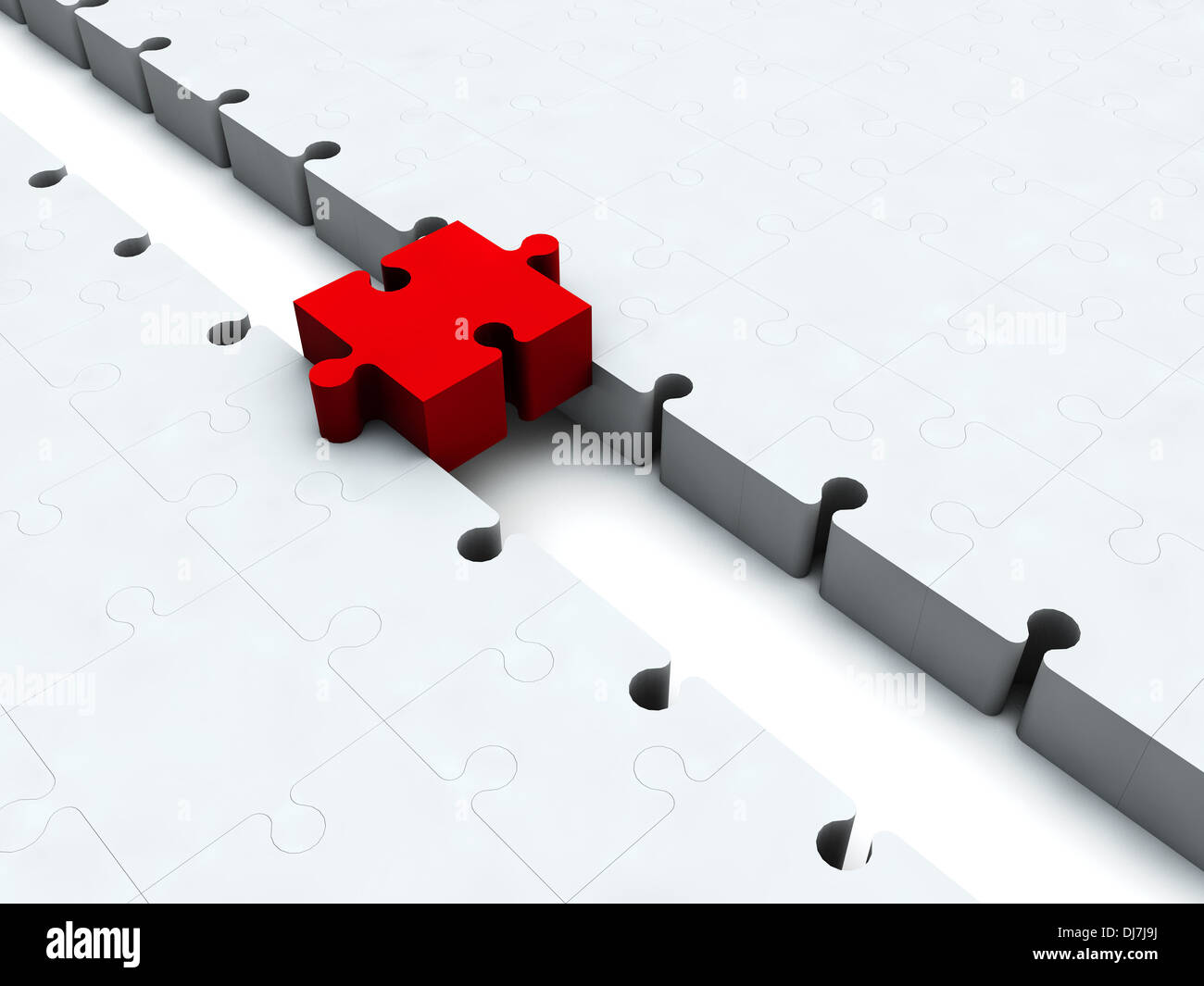 Puzzle over a gap in a puzzle Stock Photo - Alamy