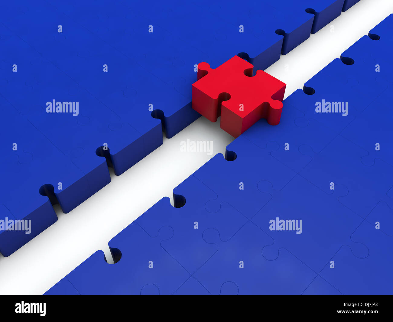 Puzzle over a gap in a puzzle Stock Photo - Alamy