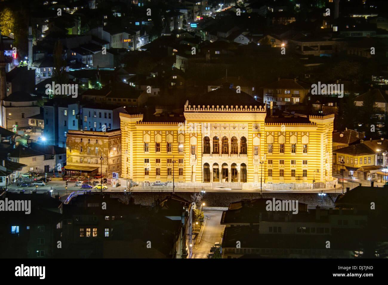 Old town city hall (National and University Library) in Bosnian capital ...