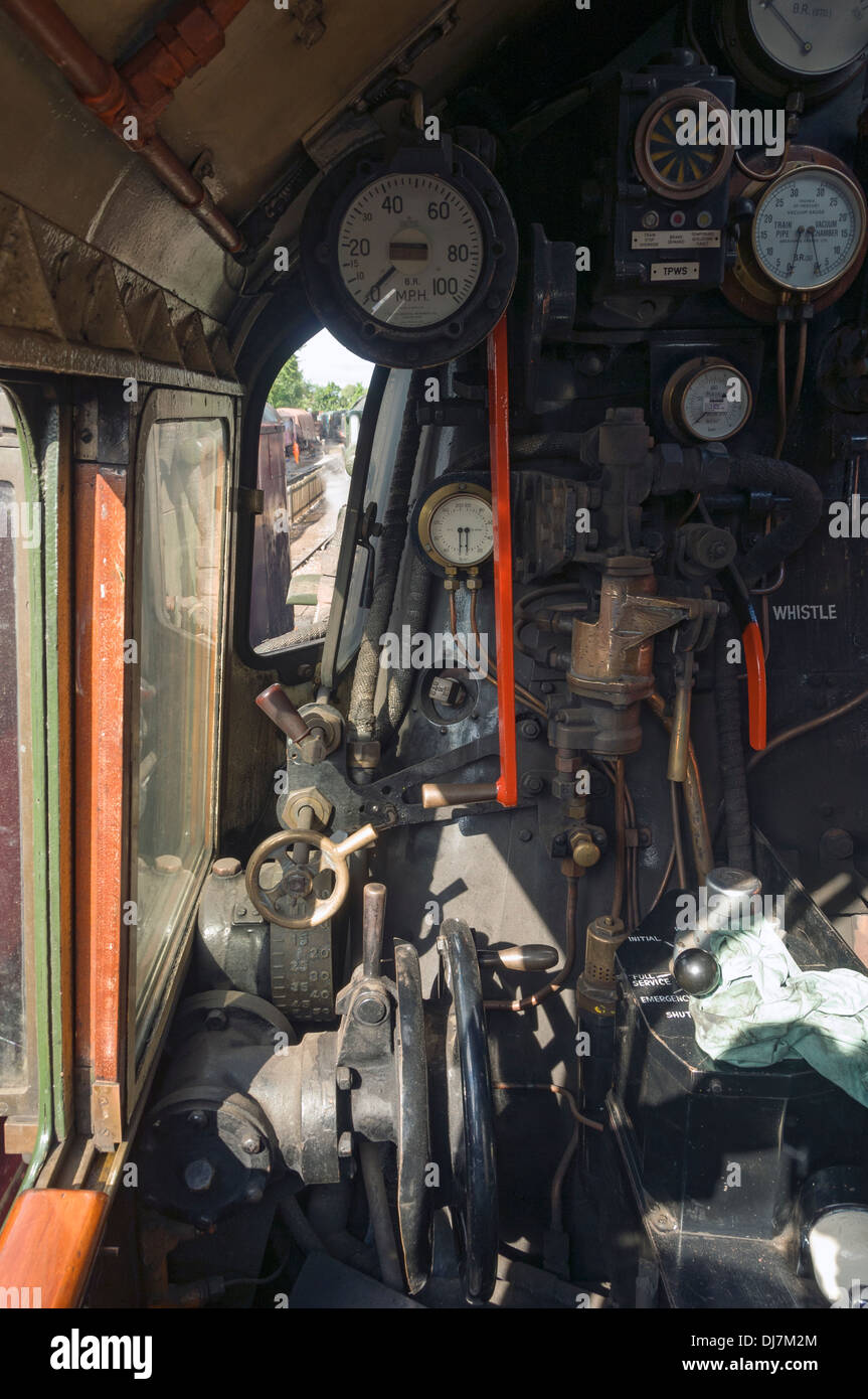 Inside the cab of BR standard class 7 70000 Britannia steam Stock Photo ...