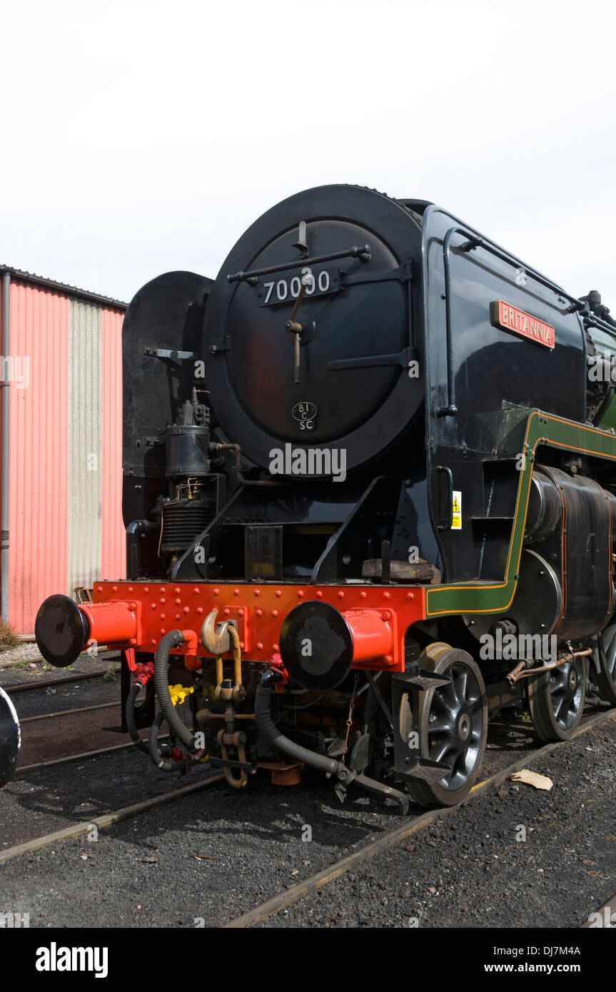 BR standard class 7 70000 Britannia steam locomotive at Crewe, Cheshire ...