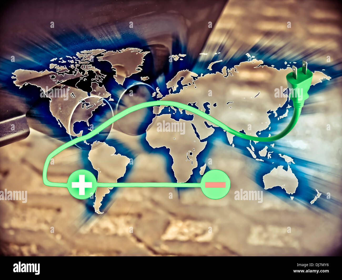Symbol of the electric cars on World Map, Concept Stock Photo - Alamy