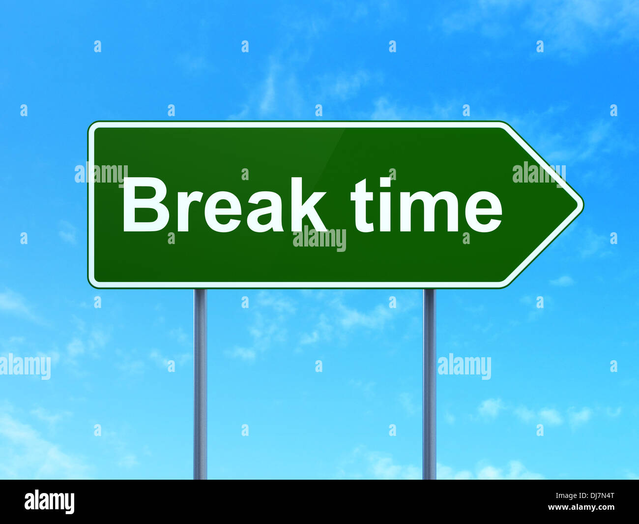 Time concept: Break Time on road sign background Stock Photo - Alamy