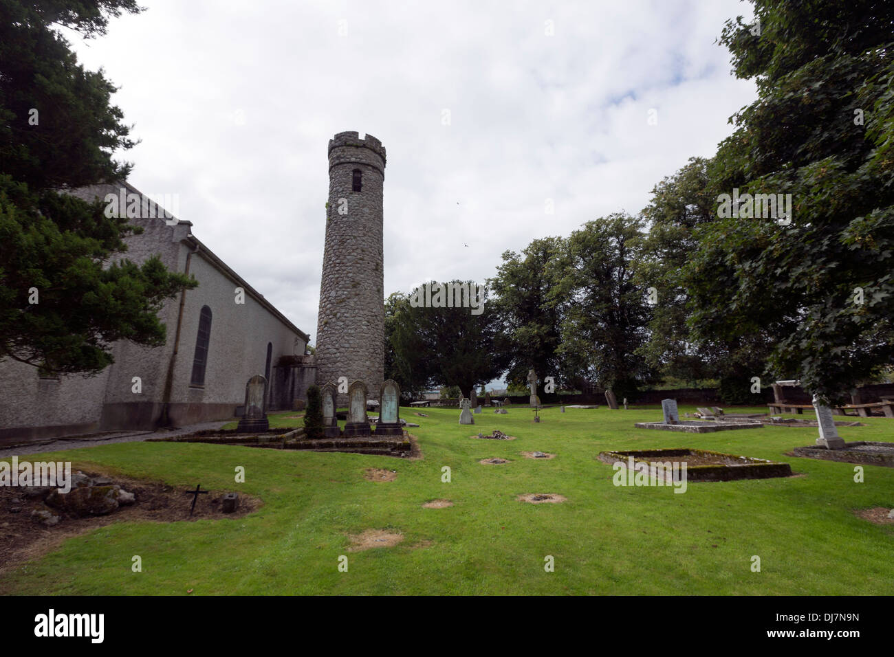 Castledermot monastery, founded by St Dermot with Round Tower and the ...
