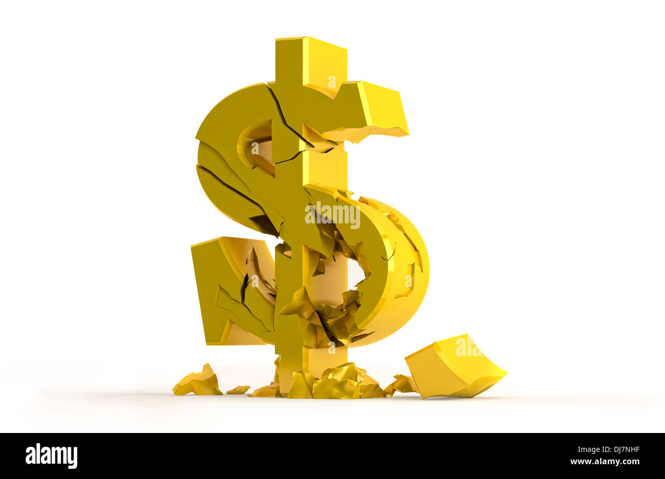 3D Illustration of a damaged gold Dollar Sign Stock Photo - Alamy